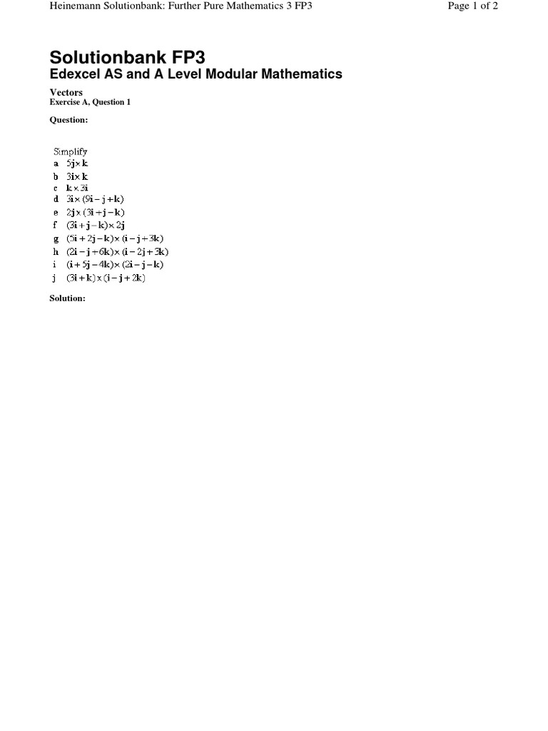 Solutionbank FP3: Edexcel AS and A Level Modular Mathematics | PDF | Deductive Reasoning ...