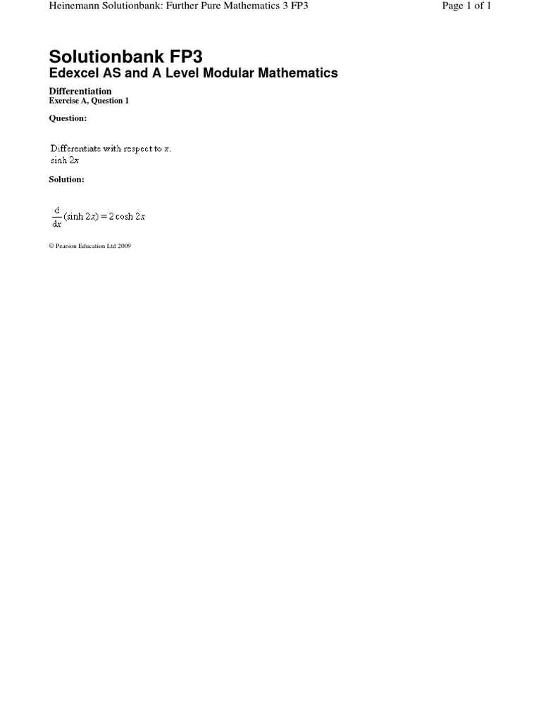 Solutionbank FP3: Edexcel AS and A Level Modular Mathematics | PDF