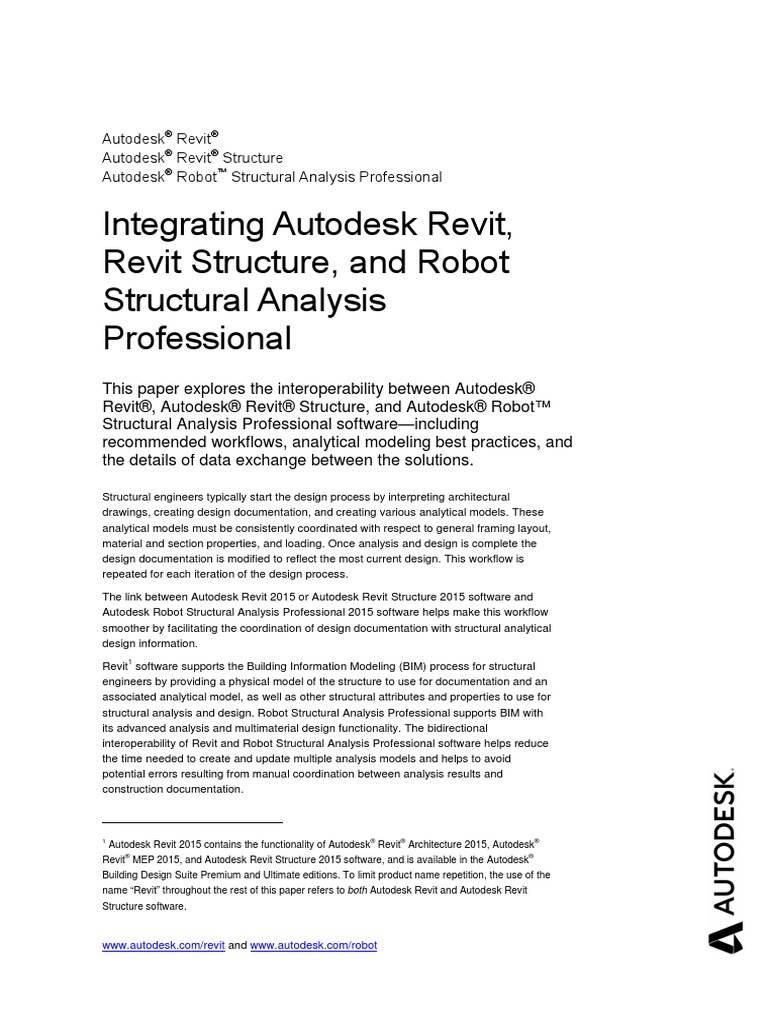 Linking Autodesk Revit and Robot Structural Analysis Professional PDF | PDF