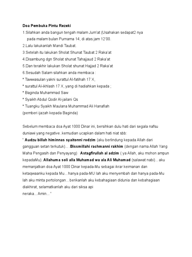 Doa Pembuka Pintu Rezeki | PDF
