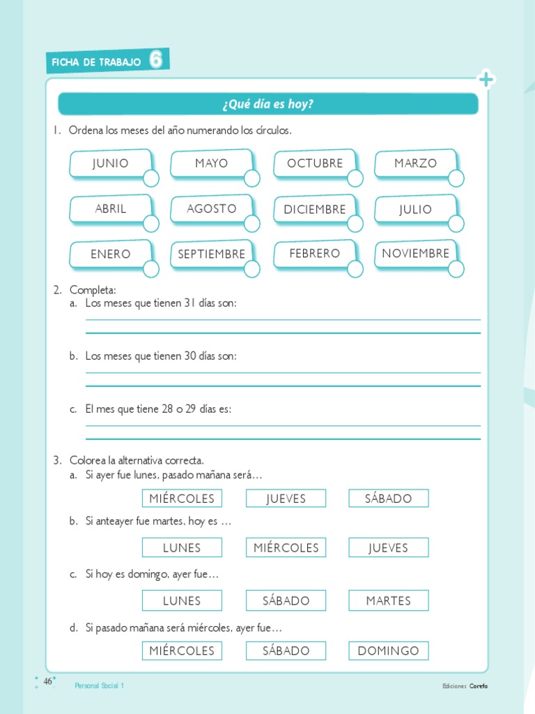 Ficha de Trabajo Qué Día Es Hoy | PDF