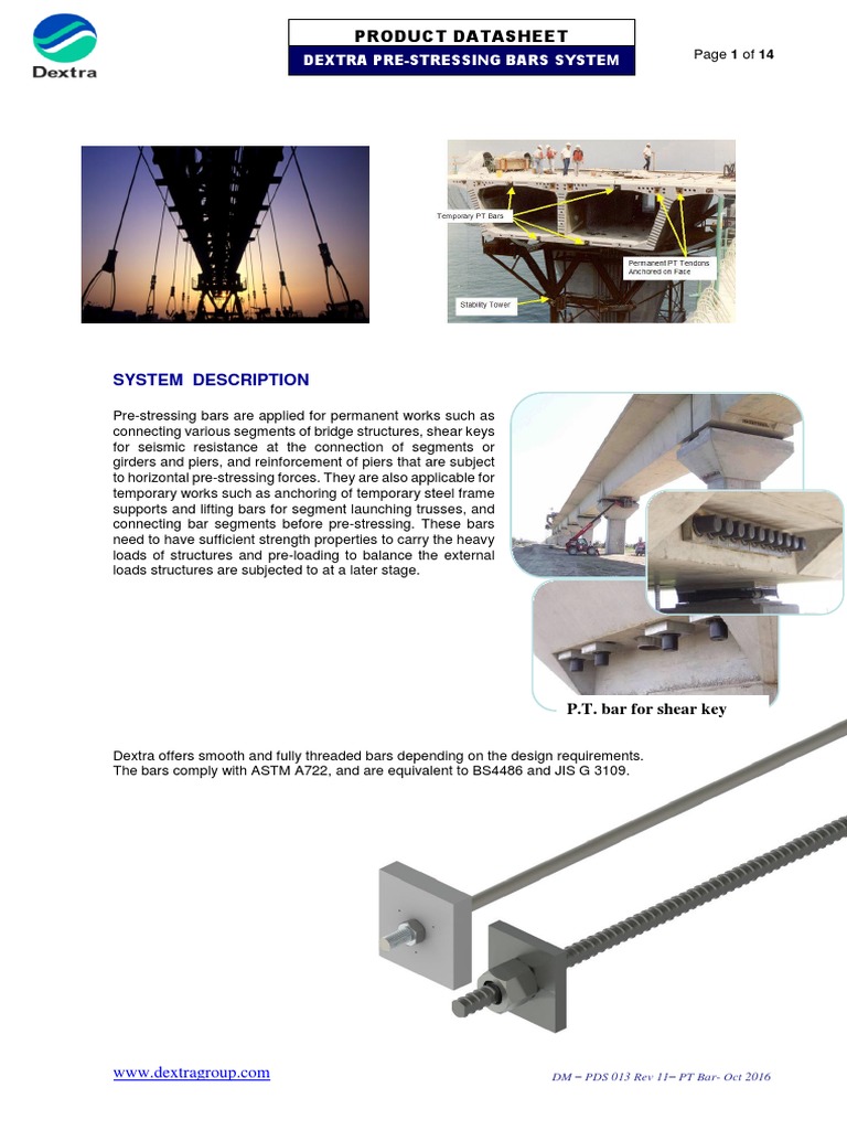 Dextra Pre-Stressing Bars Overview | PDF | Strength Of Materials ...