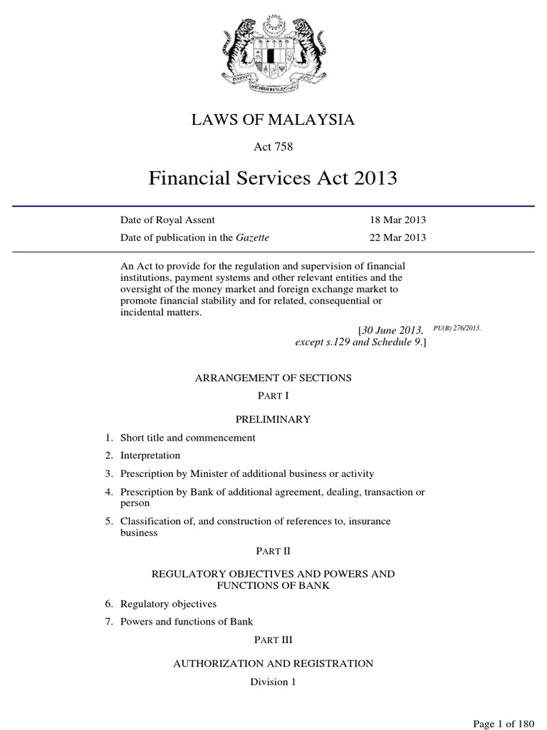 Financial Services Act 2013 Overview | PDF | Law