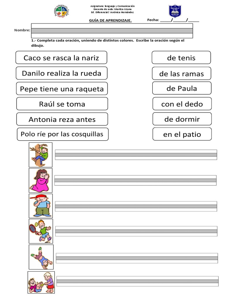 Guía de Escritura Oraciones 1 | PDF