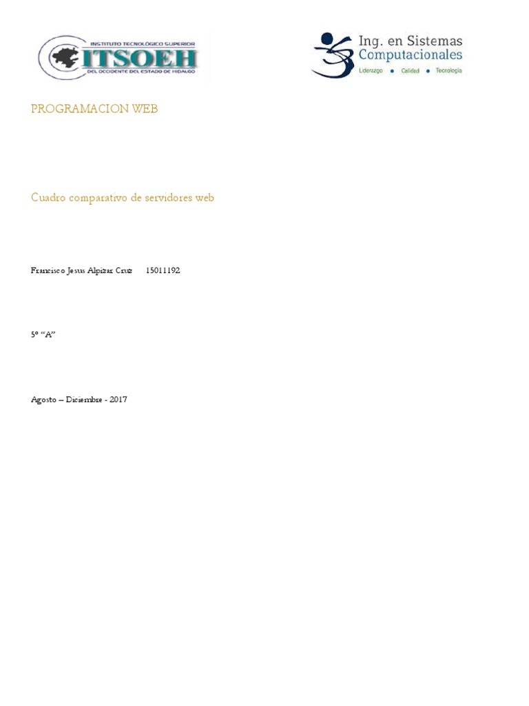 Cuadro comparativo de servidores web Apache, IIS, Tomcat, GlassFish y BlueHost | PDF | Servicios ...