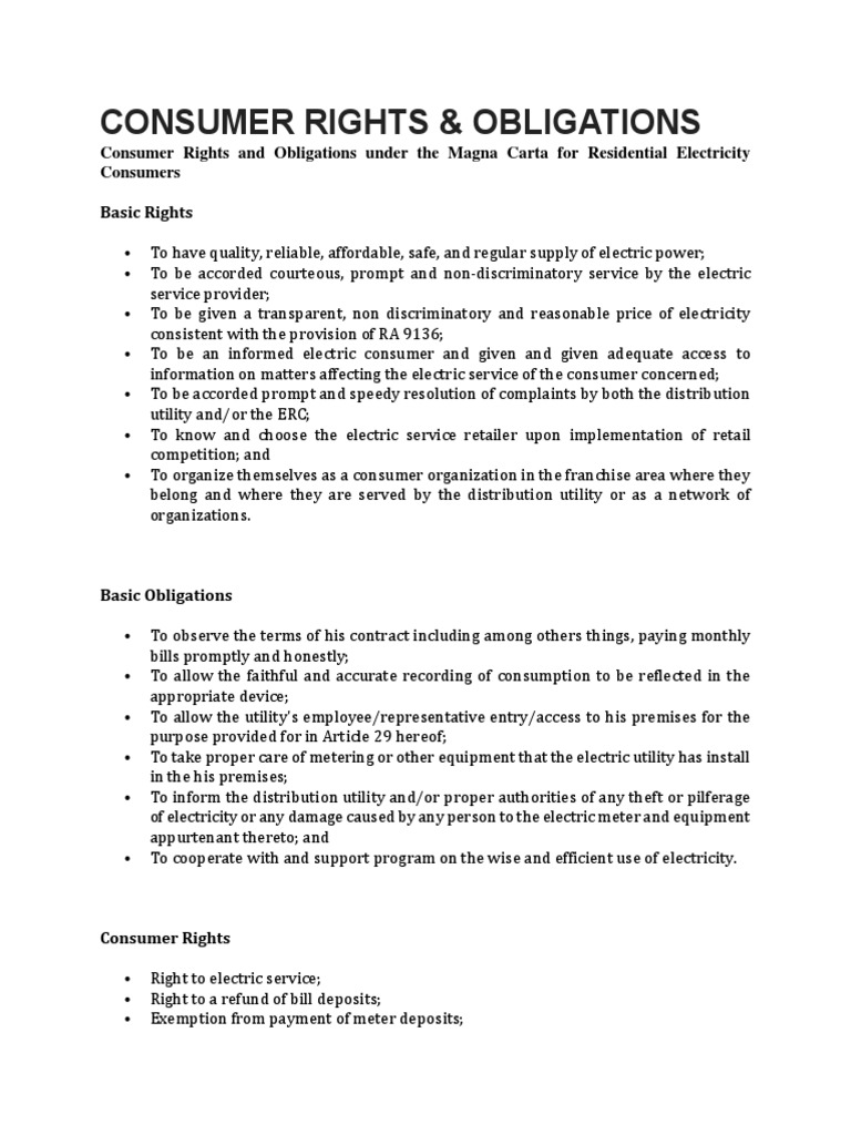 Consumer Rights & Obligations | PDF | Consumer Protection | Government
