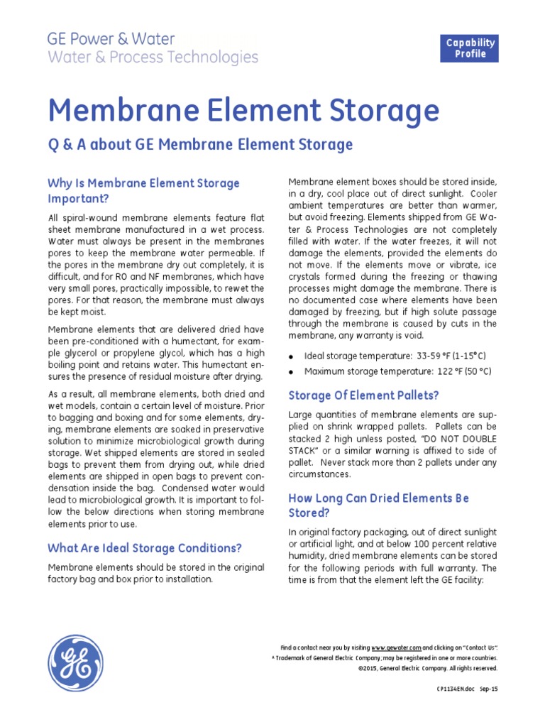 Membrane Storage Element | PDF | Membrane | Pallet