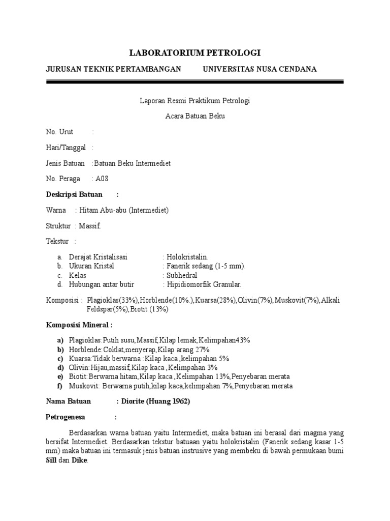 Deskripsi Batuan Petrologi | PDF