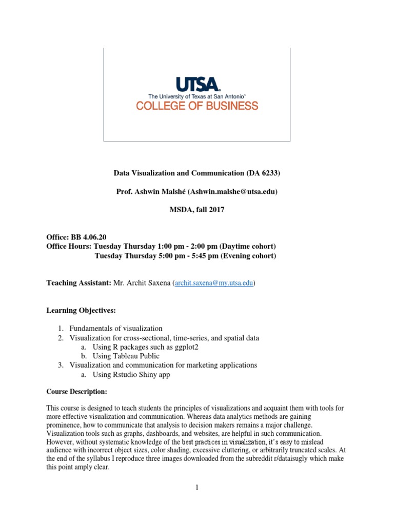 Syllabus - Data Visualization and Communication | PDF | Academic ...