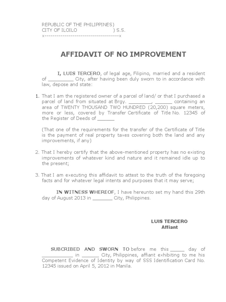 Affidavit of No Improvement | PDF