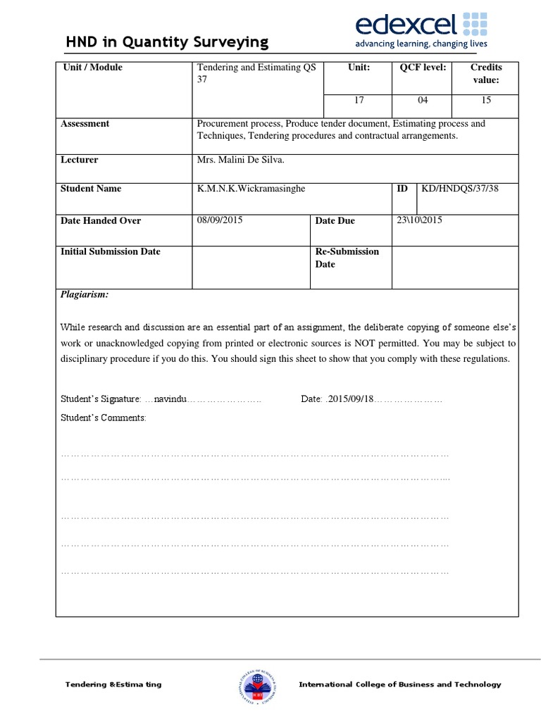 Tendering Assignment Qs 37 | PDF | Construction Bidding | Profit ...
