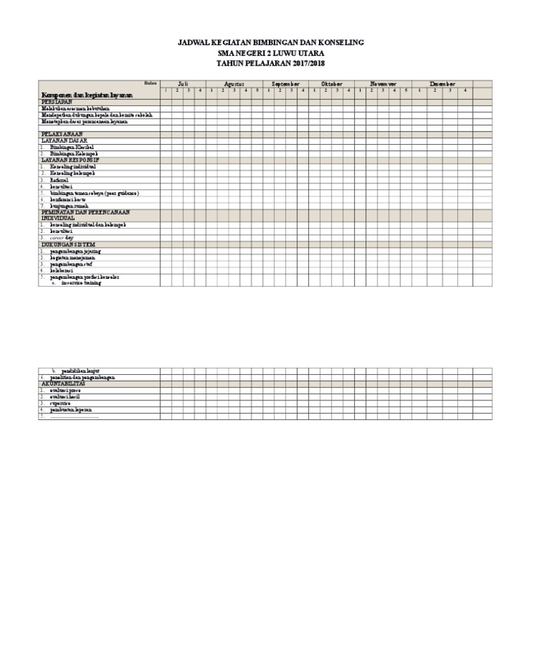 Jadwal Kegiatan Bimbingan Dan Konseling | PDF
