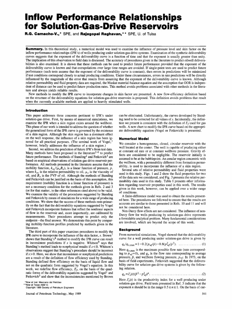 1 - SPE-16204-PA - Inflow Performance Relationships PDF | PDF ...