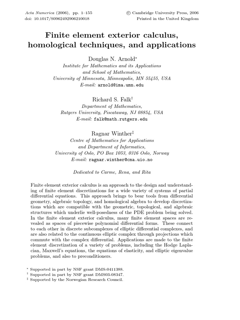 Finite Element Exterior Calculus, Homological Techniques, and Applications | PDF ...