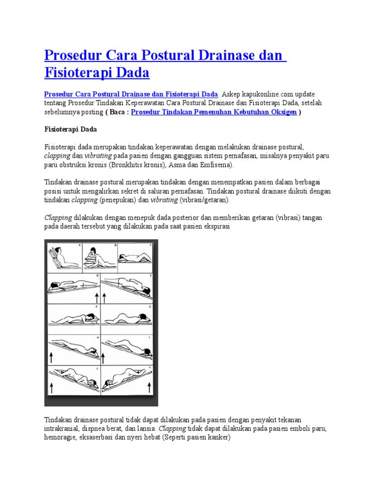 Prosedur Cara Postural Drainase Dan Fisioterapi Dada | PDF