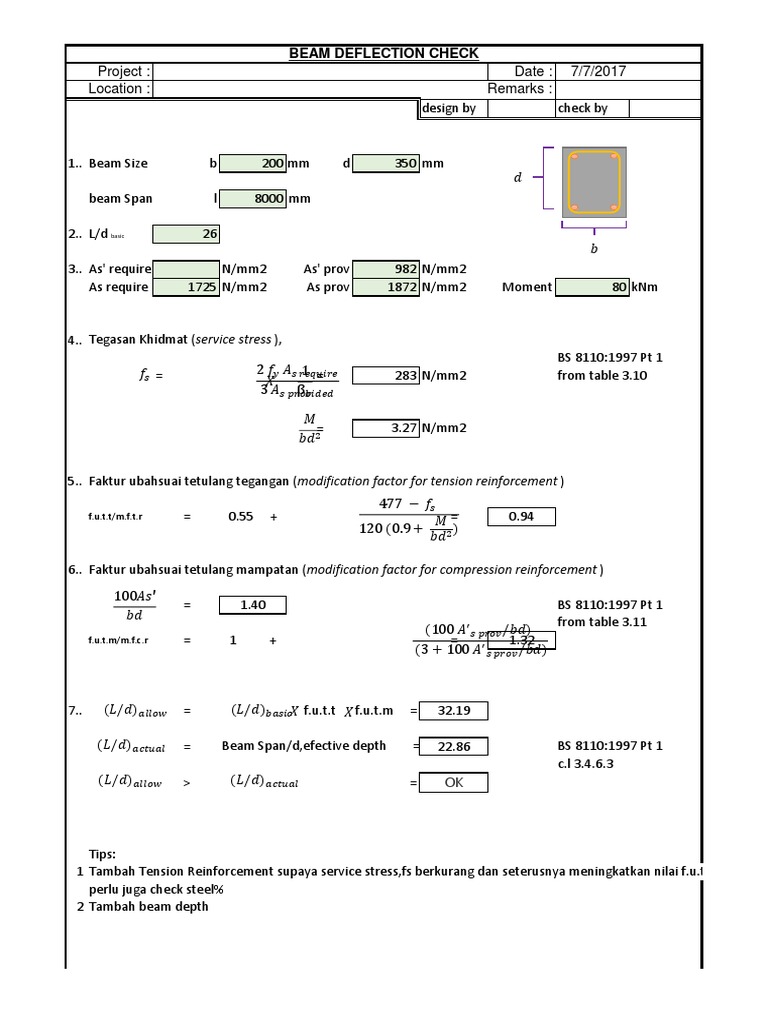 Beam Deflection Check PDF | PDF | Beam (Structure) | Classical Mechanics