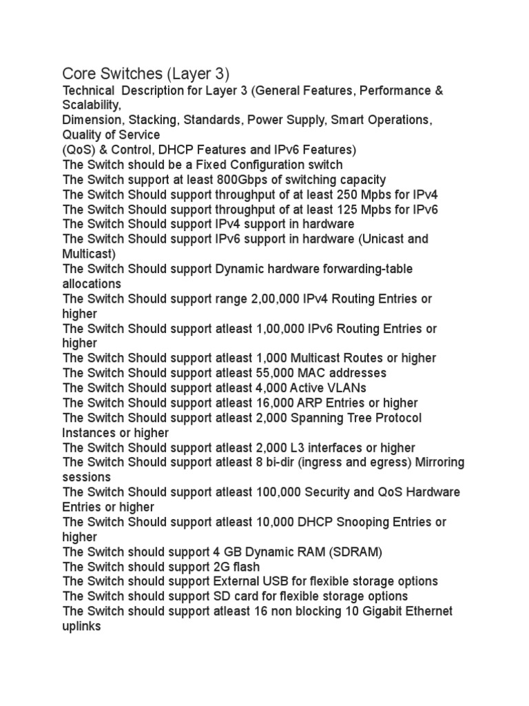 Core Switches | PDF | Network Switch | I Pv6