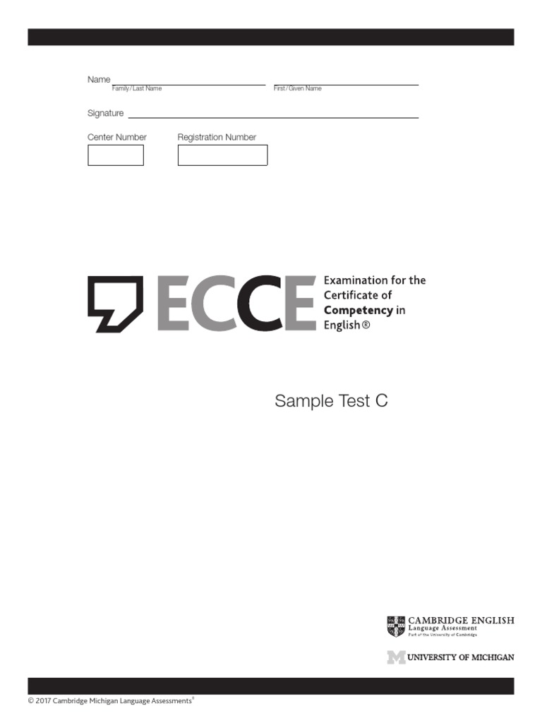 ECCE Sample C Test Booklet | PDF | Vitamin C | Question