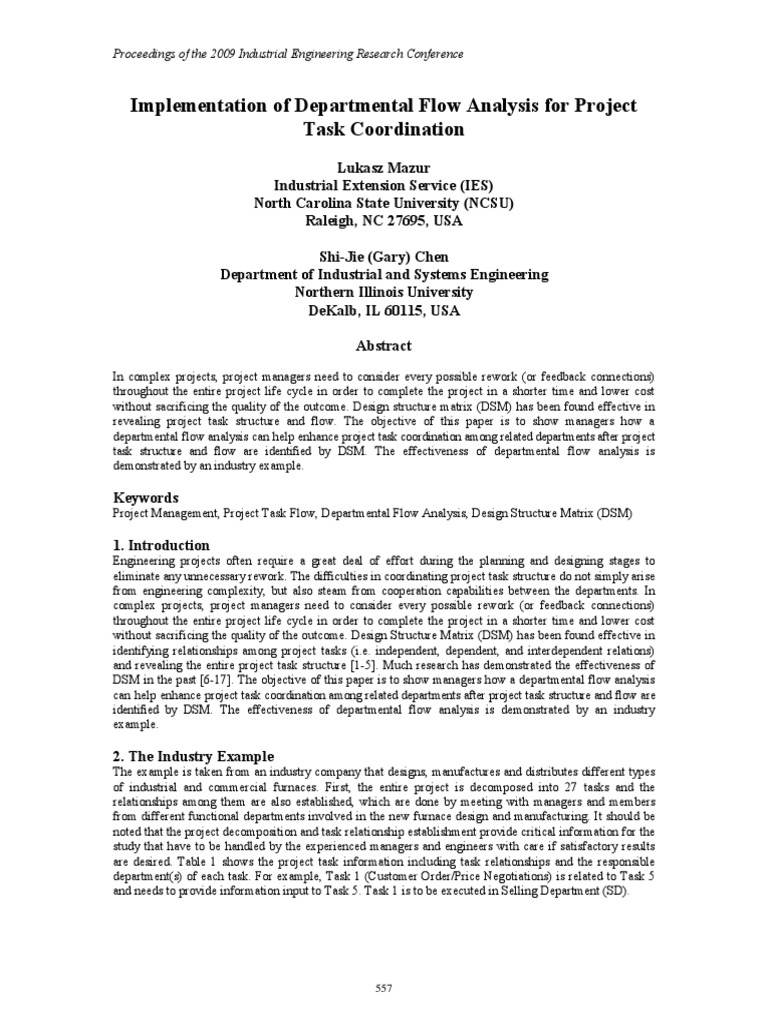 Implementation of Departmental Flow Analysis For Project Task ...