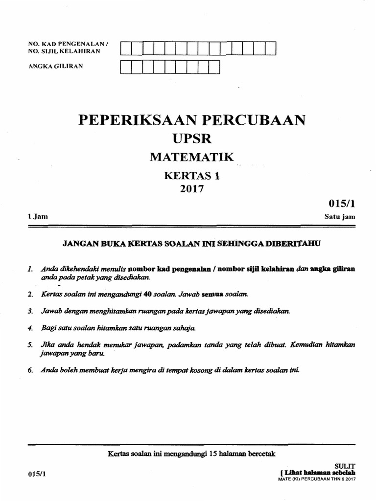 Matematik Kertas 1 Pdf