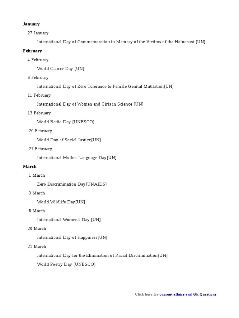 UN Days PDF | PDF | United Nations | International Relations
