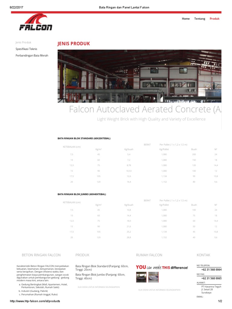 Bata Ringan Dan Panel Lantai Falcon | PDF