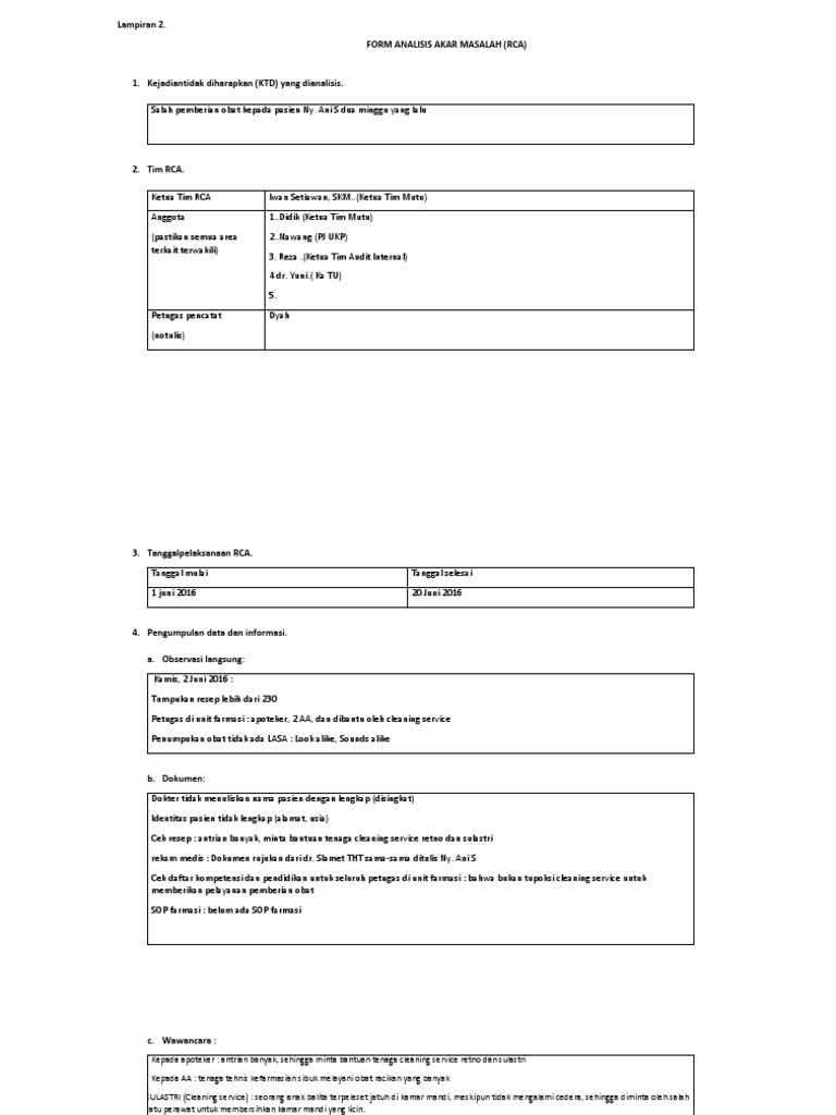 Contoh Form Rca - Isi | PDF