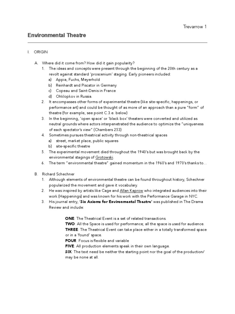 Environmental Theatre Outline | PDF | Theatre | Performing Arts