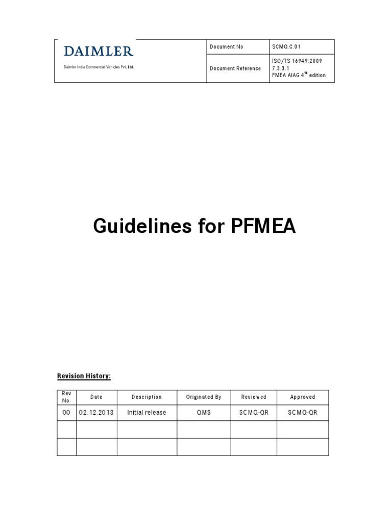 PFMEA Guidelines and Procedures | PDF | Technology & Engineering