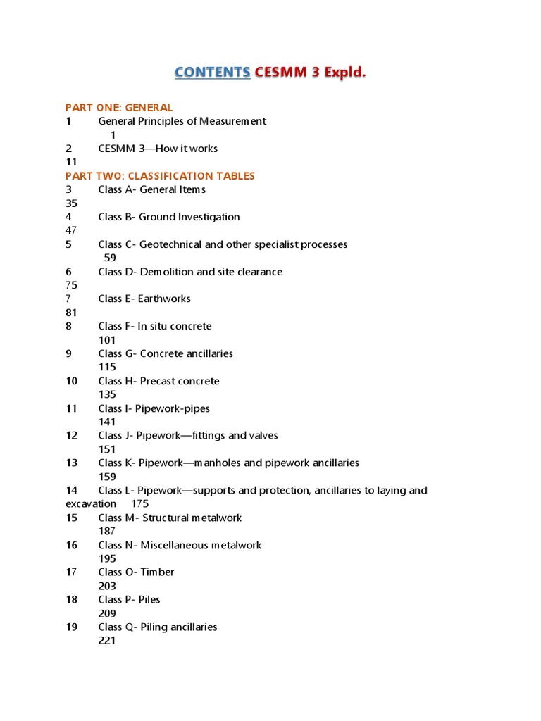 Contents Cesmm 3 Expld | PDF