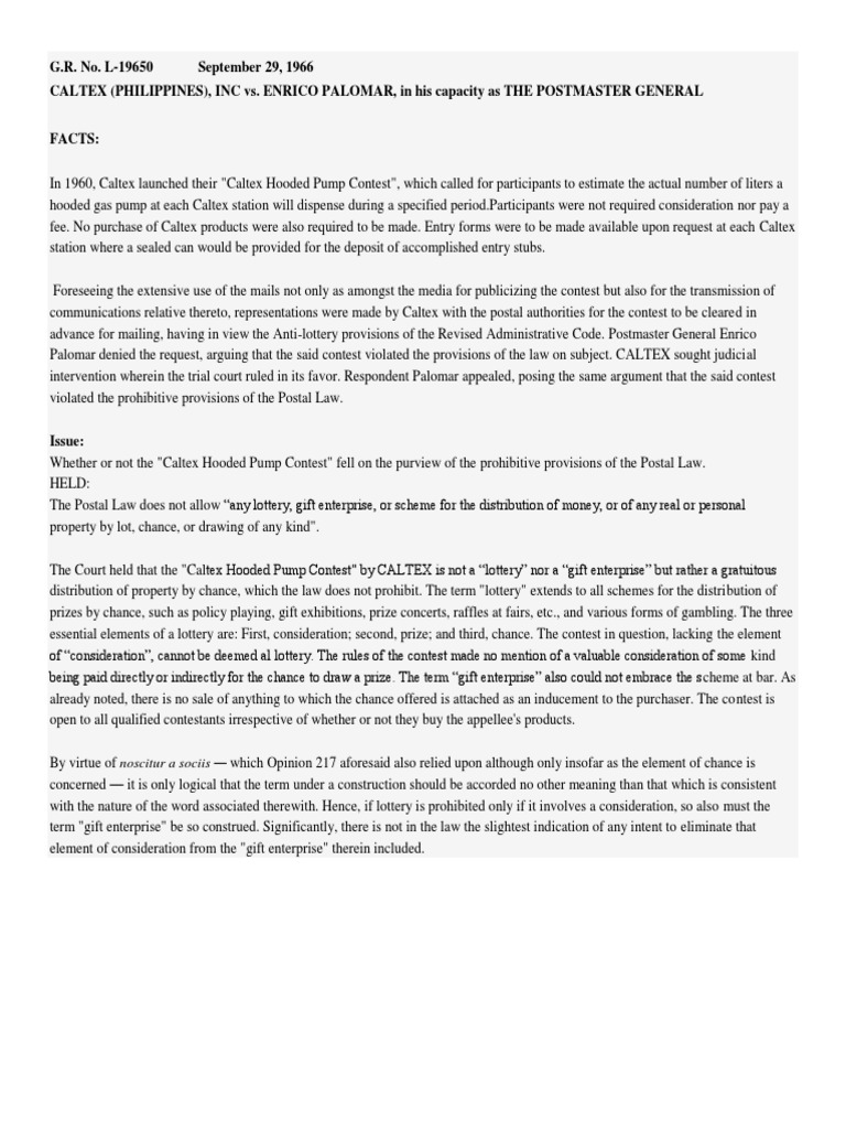G.R. No. L-19650 September 29, 1966 Caltex (Philippines), Inc vs ...