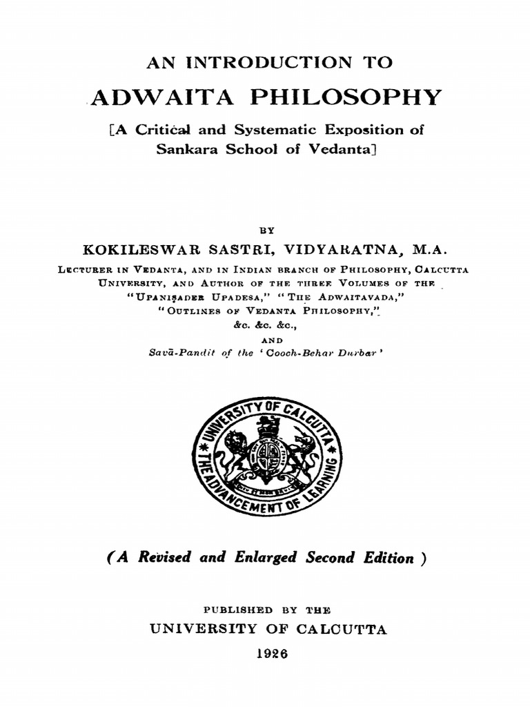 An Introduction To Adwaita Philosophy by Kokileswar Sastri PDF | PDF