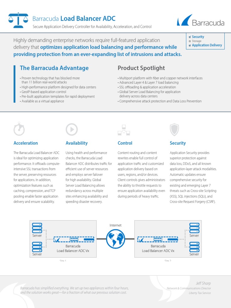 Barracuda Load Balancer ADC DS US | PDF | Load Balancing (Computing ...