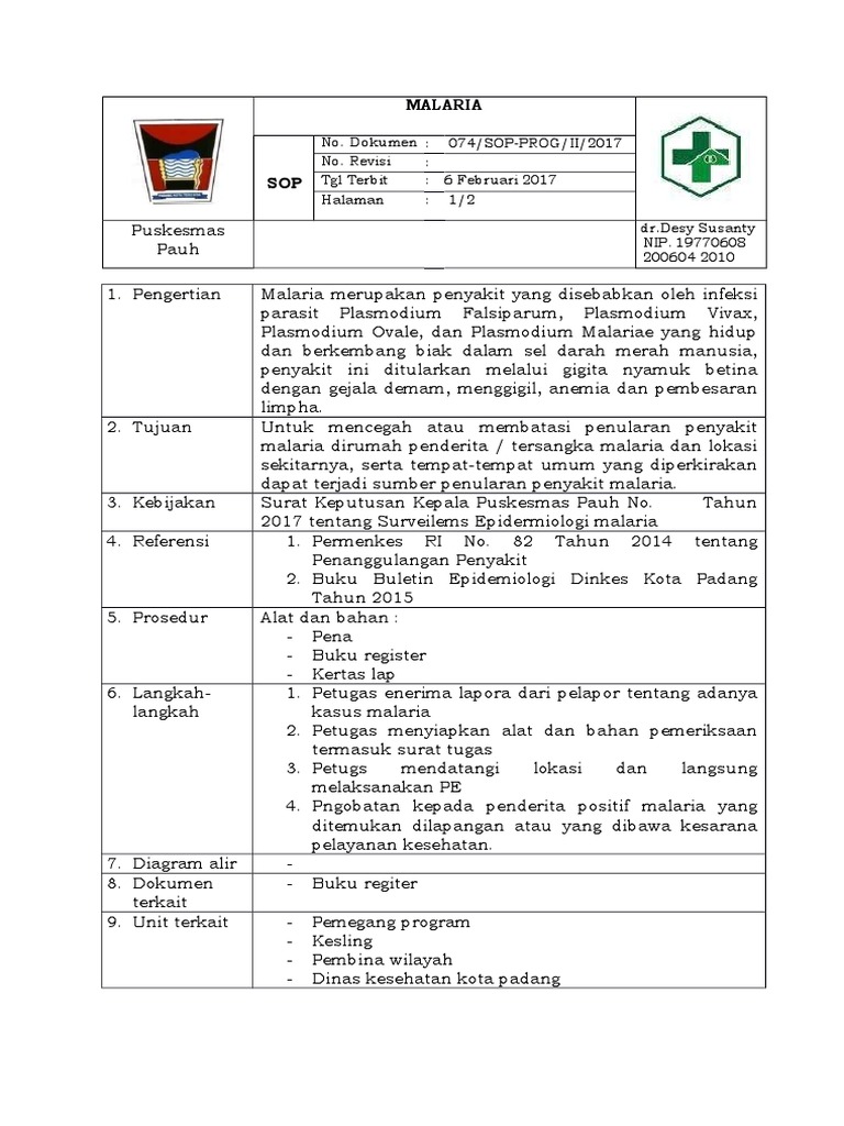 Sop Malaria | PDF