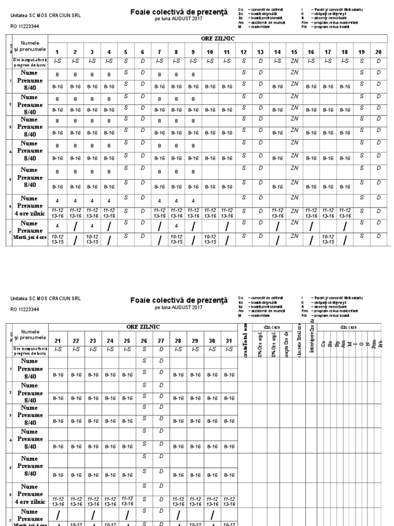 MODEL PONTAJ CU PROGRAM DE LUCRU.doc