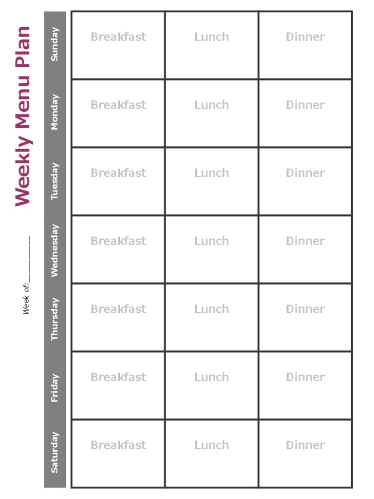 Weekly Menu Plan | PDF