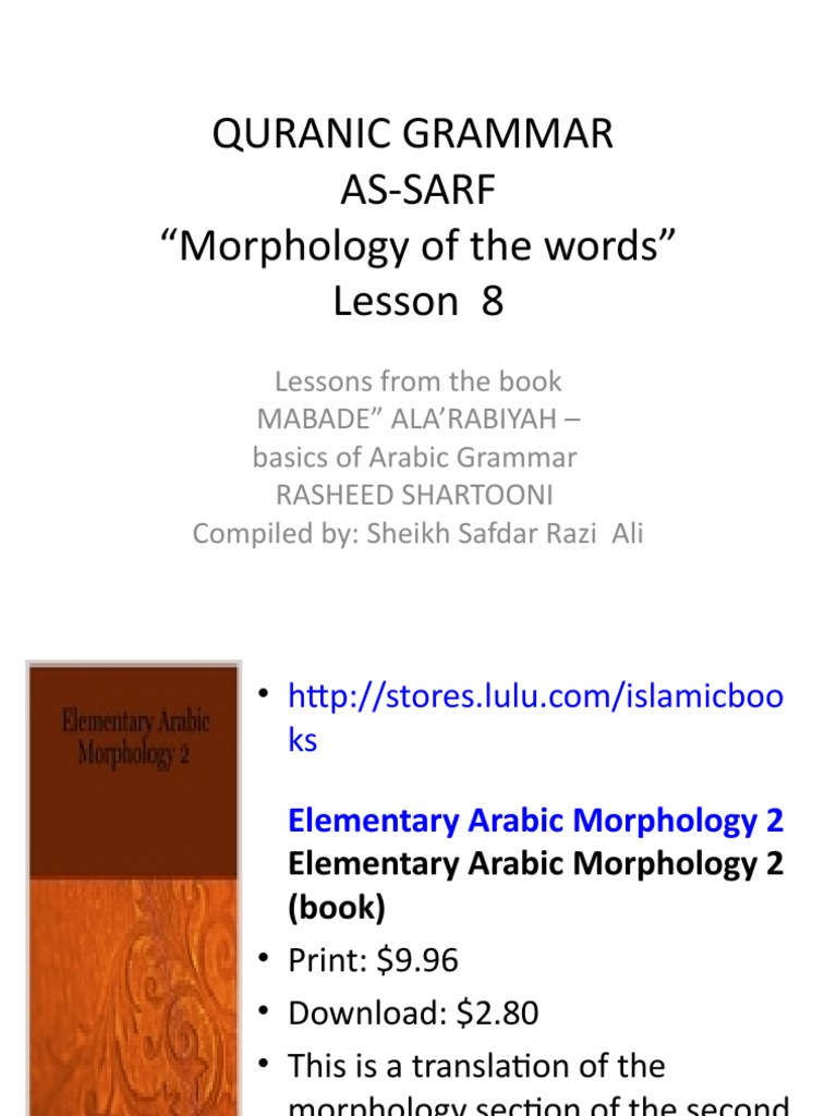 Sarf Lesson 08 | PDF | Morphology (Linguistics) | Verb