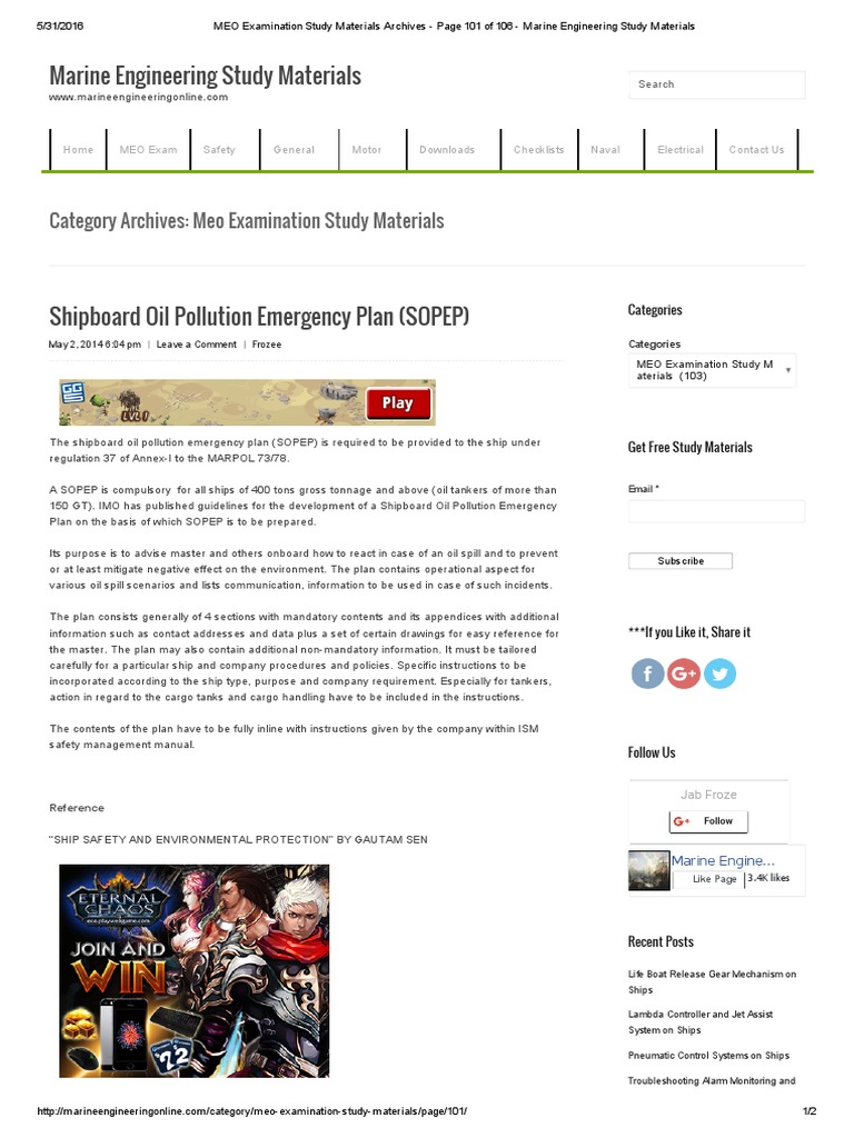 Shipboard Oil Pollution Emergency Plan (SOPEP) | PDF | Oil Tanker ...