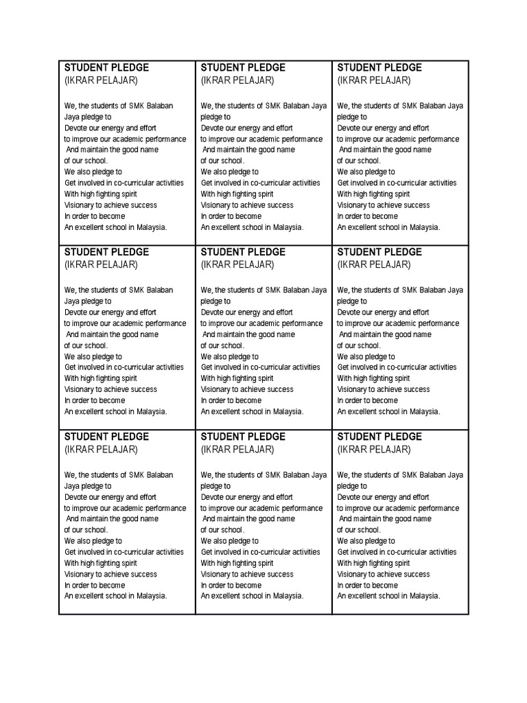 Student Pledge | PDF