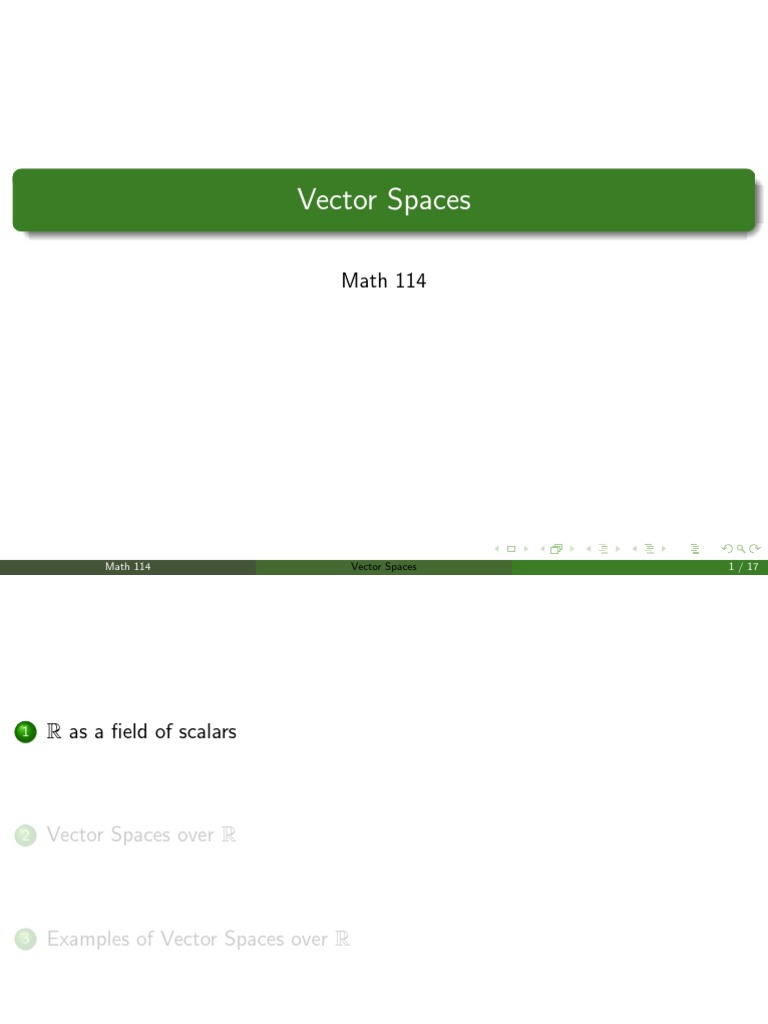 Topic 5 Vector Spaces | PDF | Scalar (Mathematics) | Vector Space