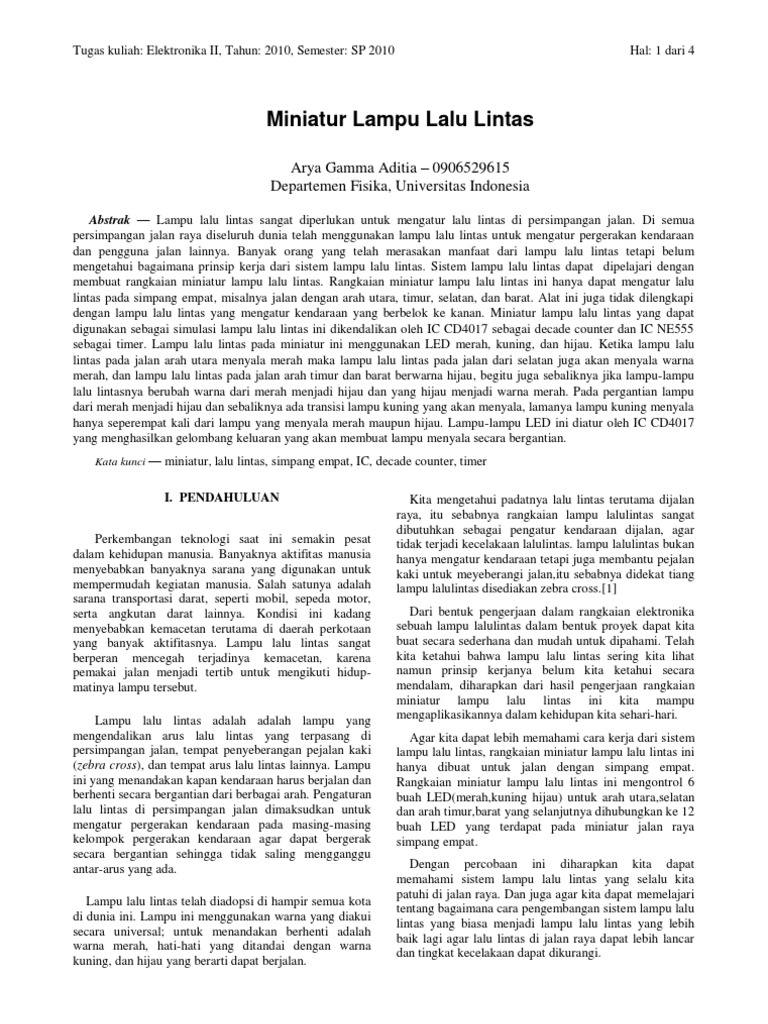 Miniatur Lampu Lalu Lintas - Arya Gamma Aditia (0906529615) | PDF