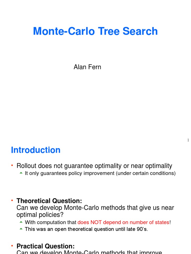 Monte-Carlo Tree Search: Alan Fern | PDF | Algorithms | Algorithms And ...
