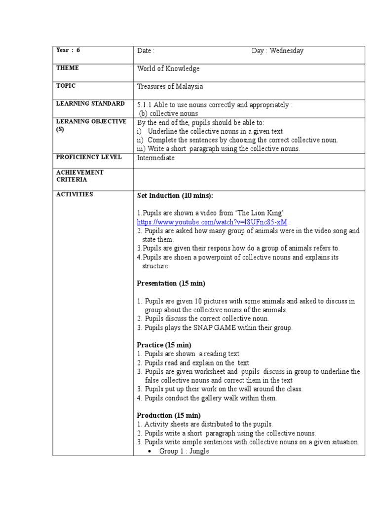 Year: 6 Theme Topic Learning Standard Leraning Objective (S) | PDF ...
