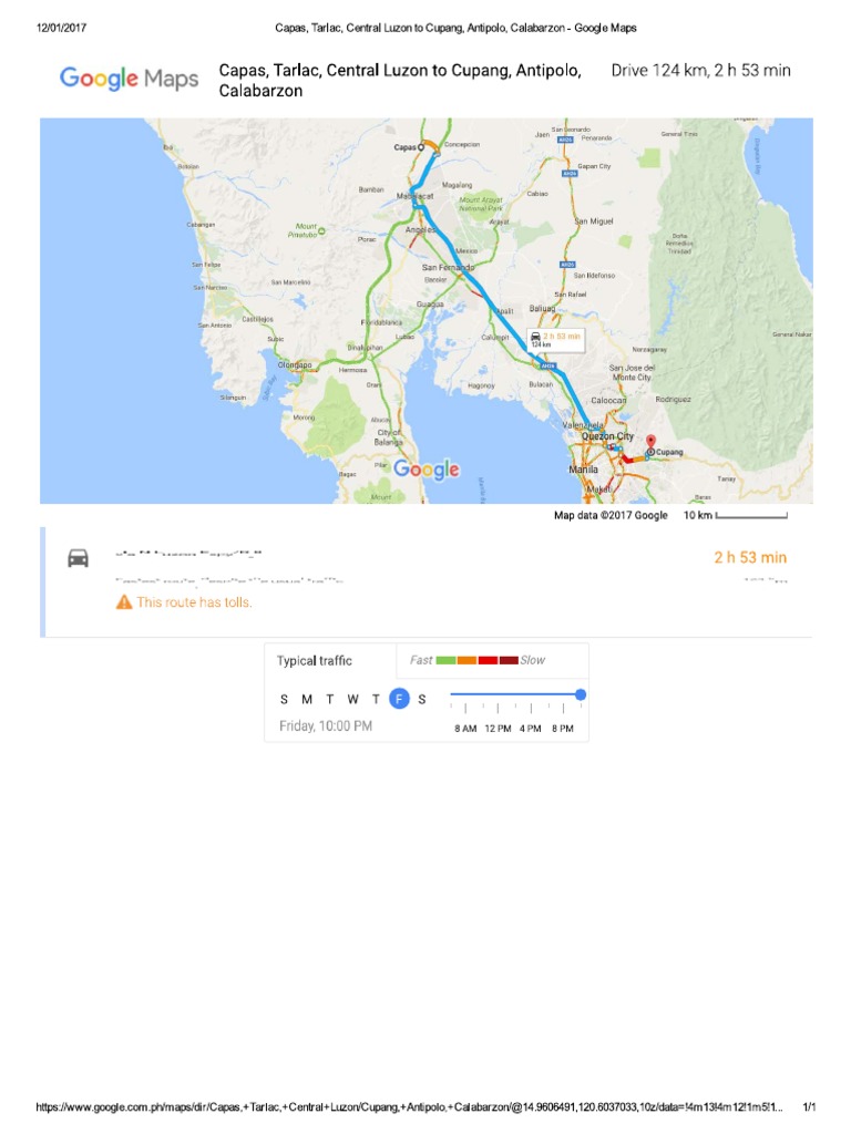 GOOGLE - MAPS - Capas, Tarlac, Central Luzon To Cupang, Antipolo ...