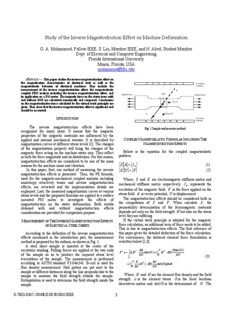 Study of The Inverse Magnetostriction Effect On Machine Deformation ...