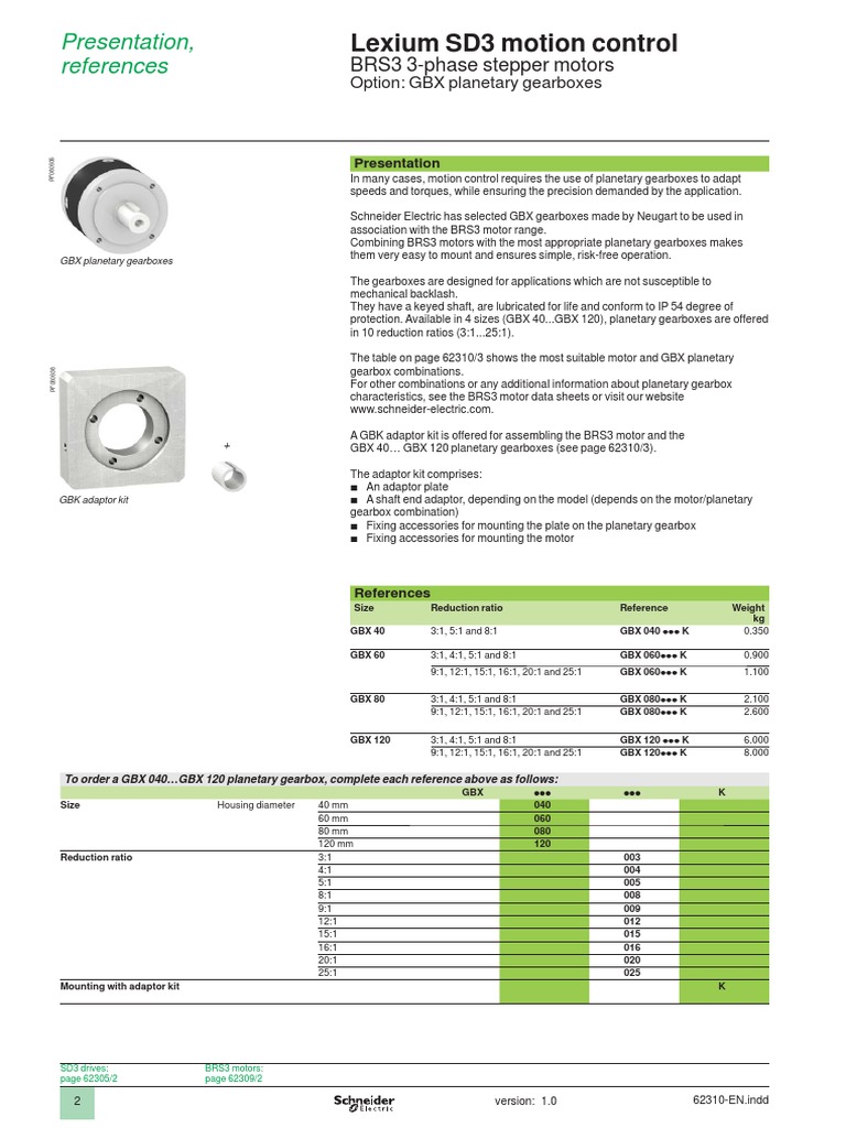 GBX080 Gearbox and BRS3 Motor Guide | PDF | Transmission (Mechanics ...