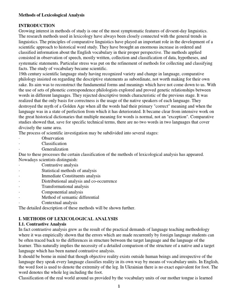 Methods of Lexicological Analysis | PDF | Jargon | Semantics