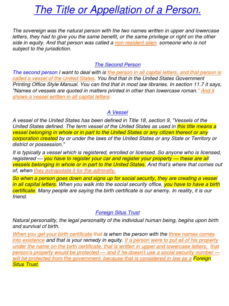 Appellation of A Person | PDF | Internal Revenue Code | Trust Law