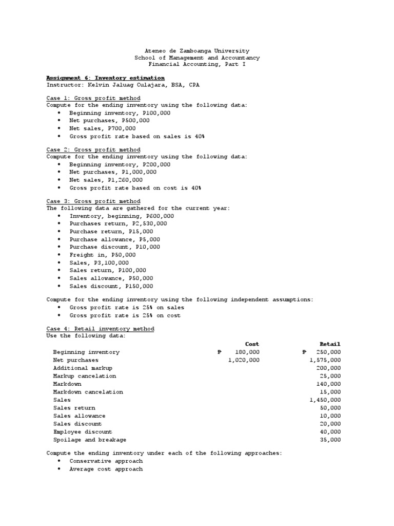 Inventory Estimation | PDF | Inventory Valuation | Inventory
