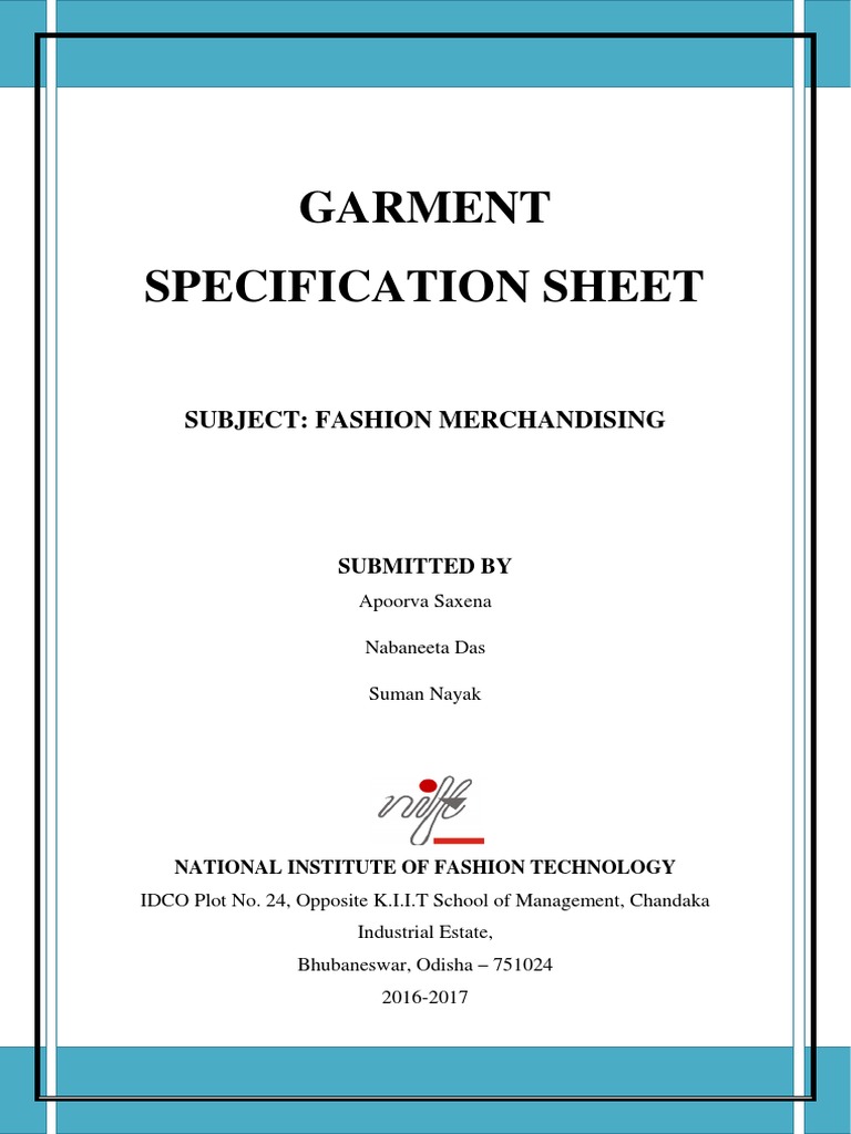Garment Specification Sheet: Subject: Fashion Merchandising | PDF ...